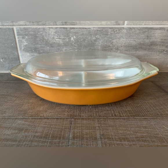 Pyrex | Dining | Vintage Pyrex 5 Quart Divided Dish Old Orchard Clear ...